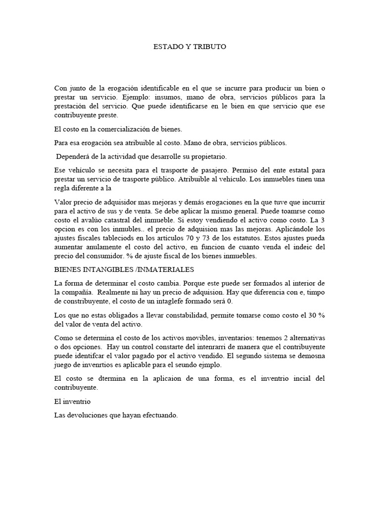 ESTADO Y TRIBUTO | PDF | Depreciación | Impuestos