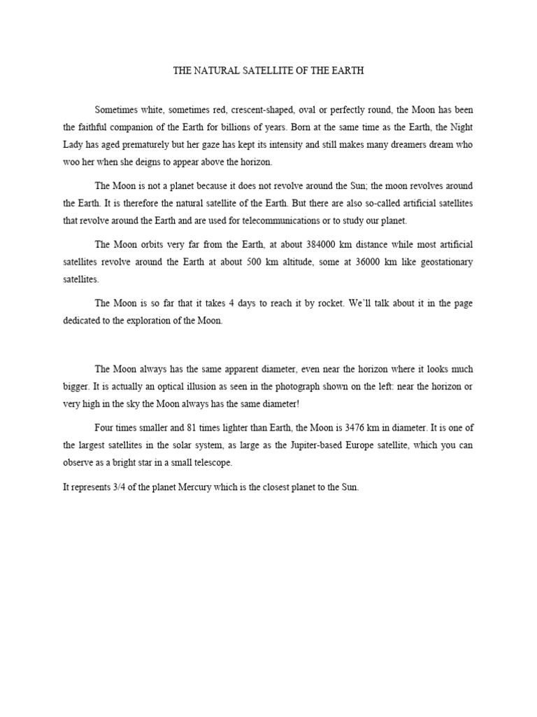 Earth's Natural Satellite: The Moon | PDF