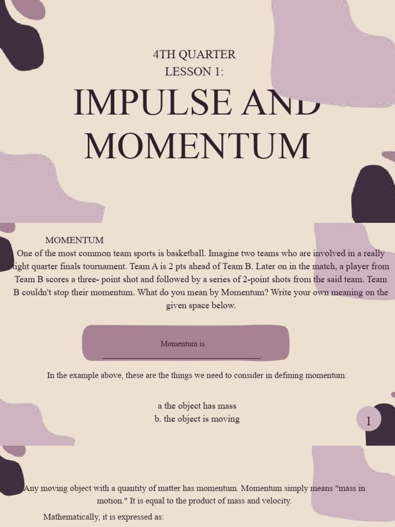 Understanding Momentum and Impulse | PDF | Momentum | Velocity