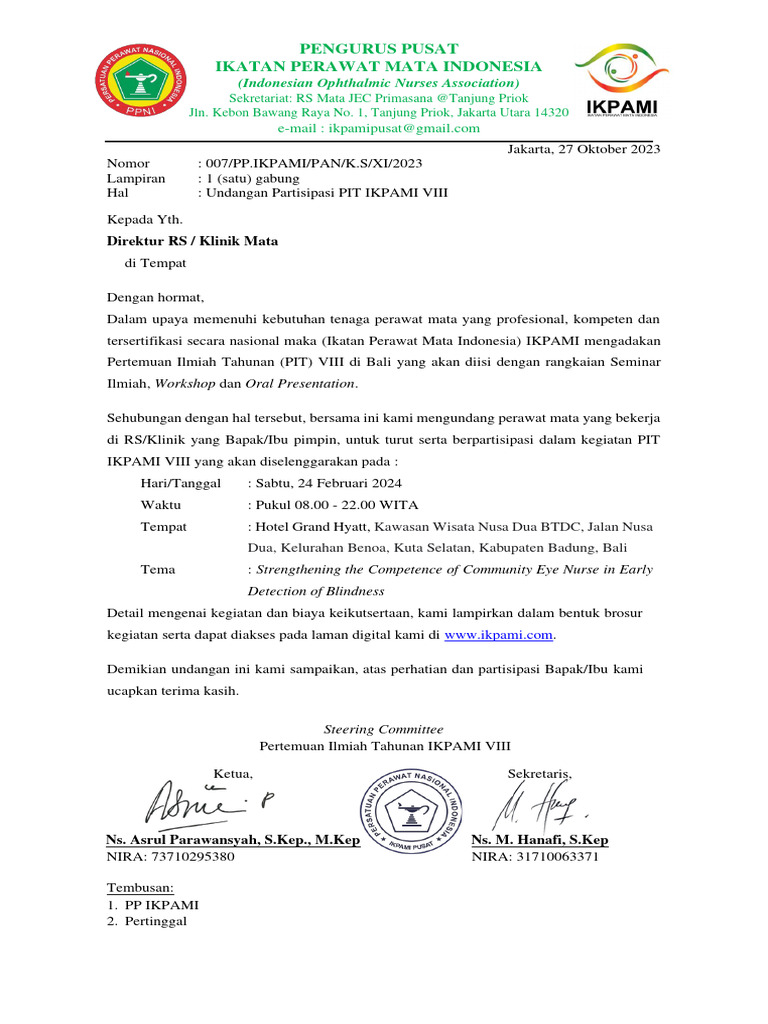 Undangan Peserta Pit Ikpami Viii Bali | PDF