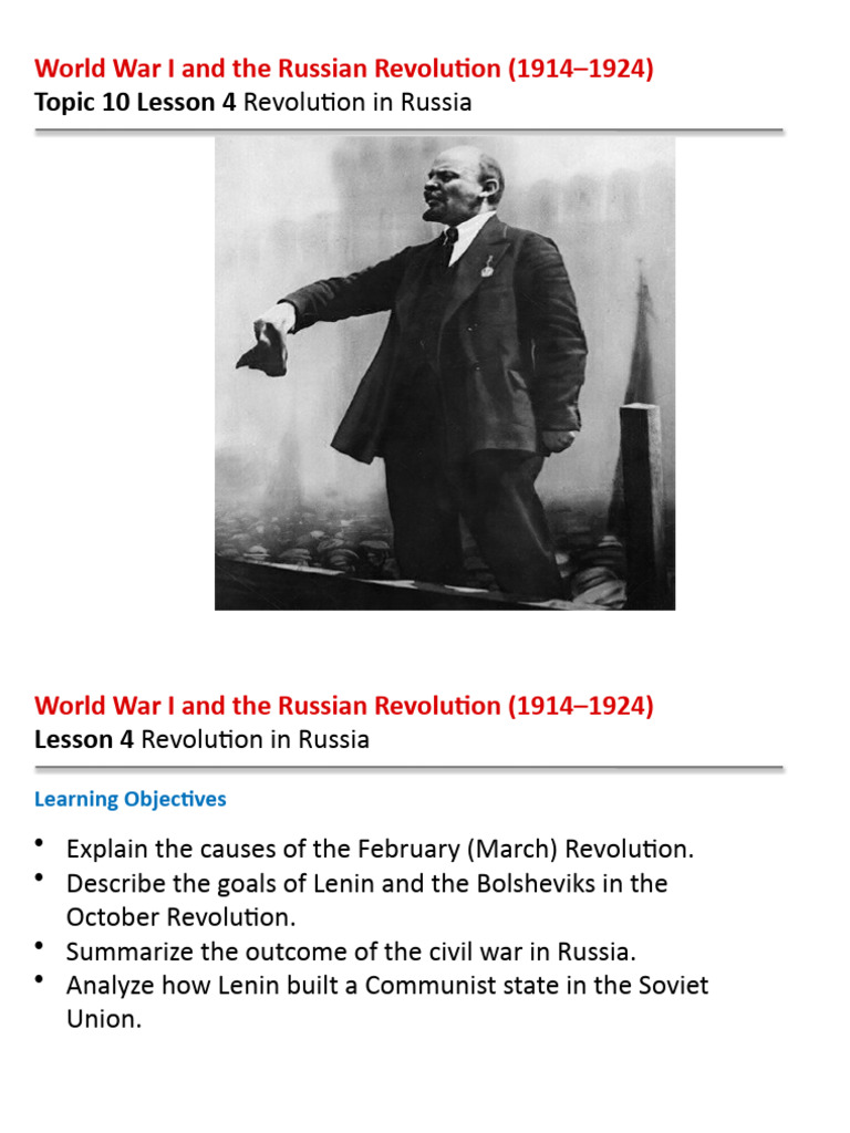 Topic 10 Lesson 4 | PDF | Vladimir Lenin | Bolsheviks