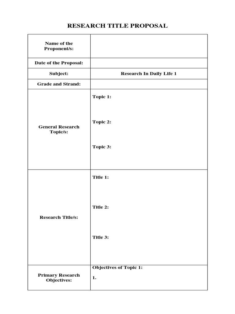Rubric For The Title Proposal | PDF | Human Communication | Science