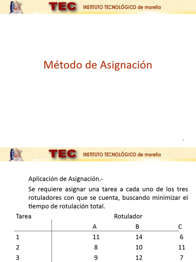 Metodo de Asignacion | PDF | Matemáticas Aplicadas | Algoritmos