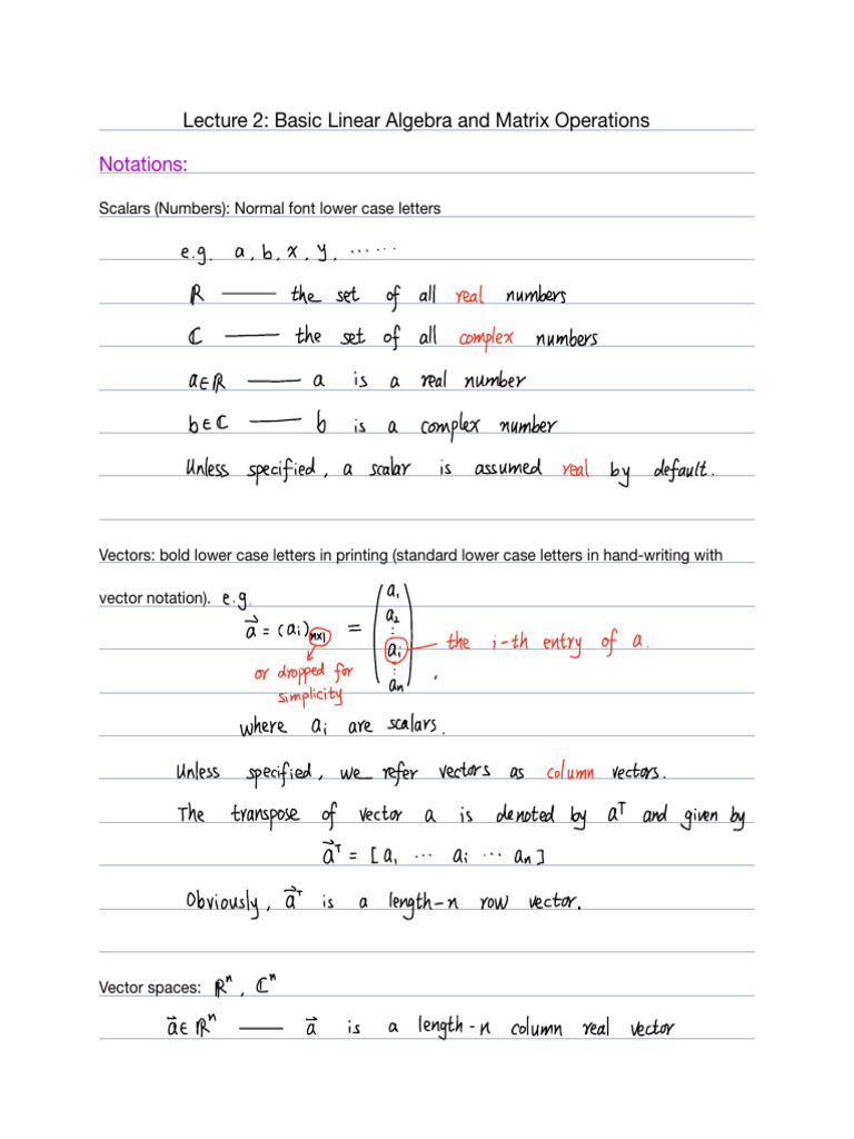 MATH3322 2 Basic Linear Algebra and Matrix Operations | PDF | Matrix ...