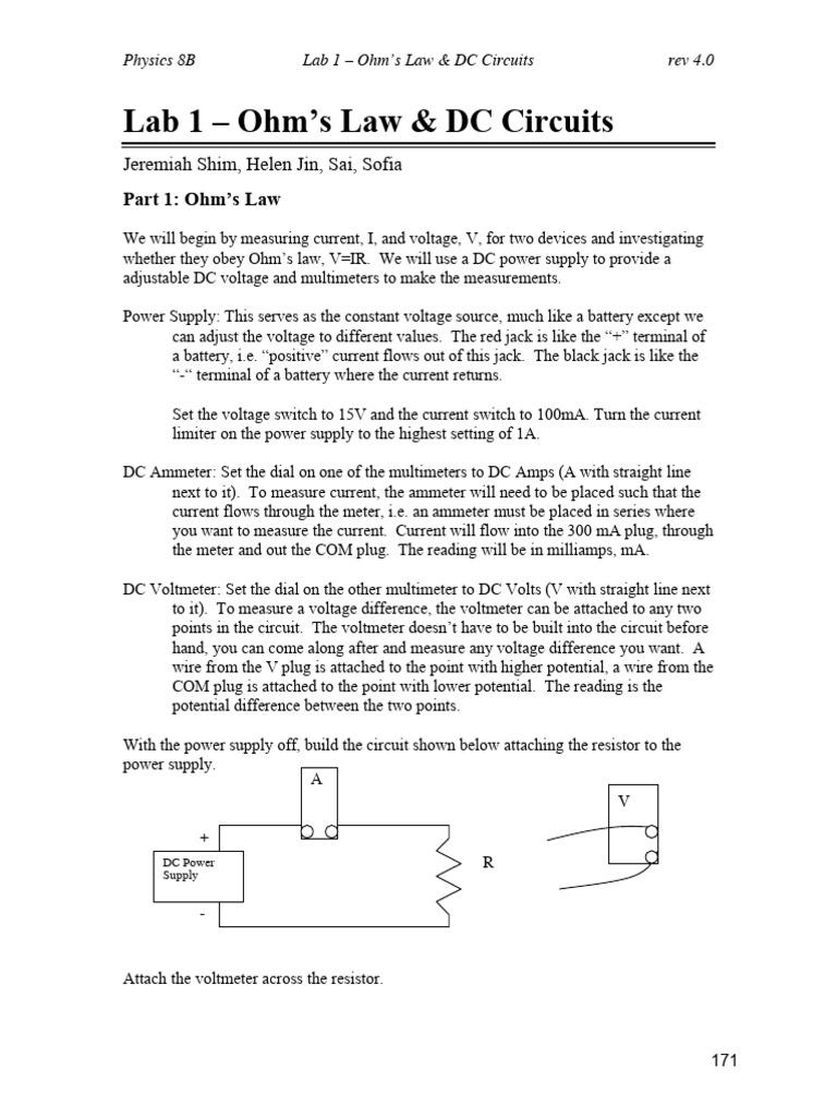 Physics Lab: Ohm’s Law & Circuits | PDF | Voltage | Electrical ...