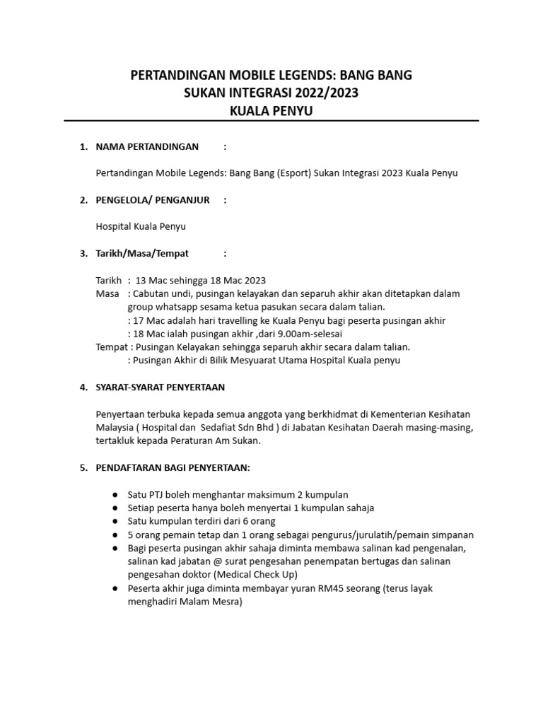 Pertandingan Mobile Legends - Bang Bang (Esport) | PDF