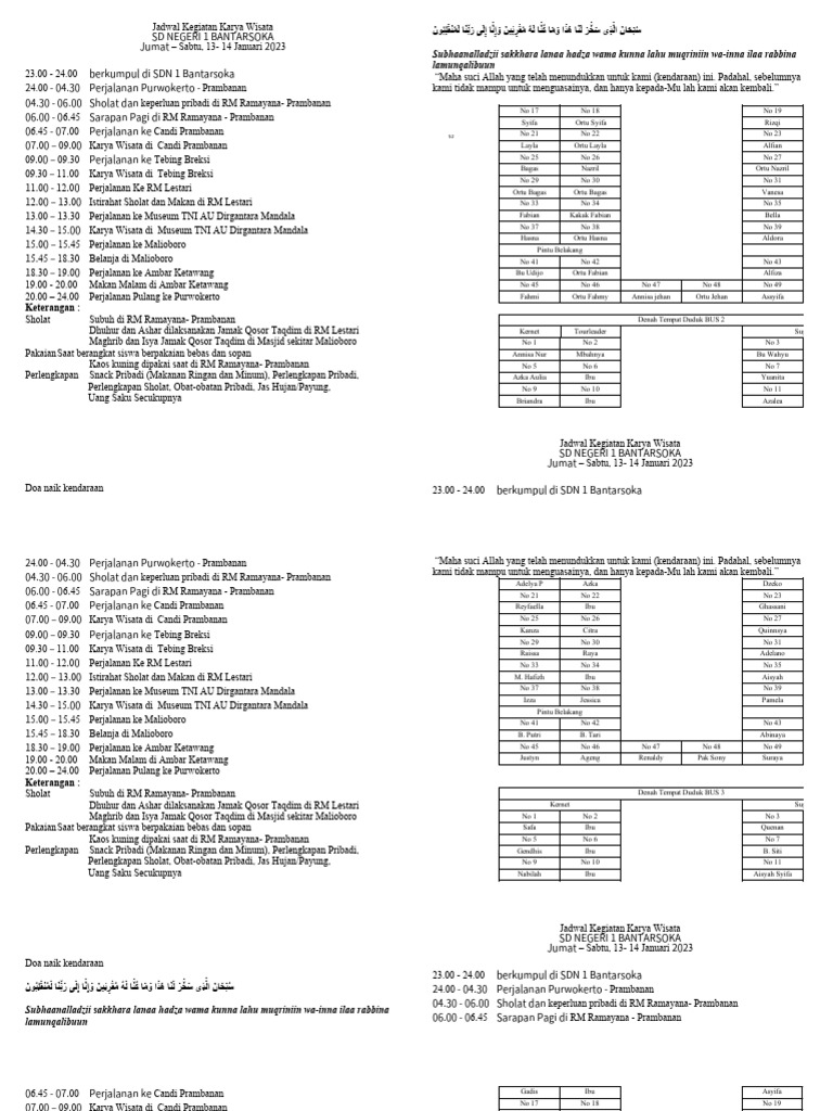 Jadwal Kegiatan Karya Wisata | PDF