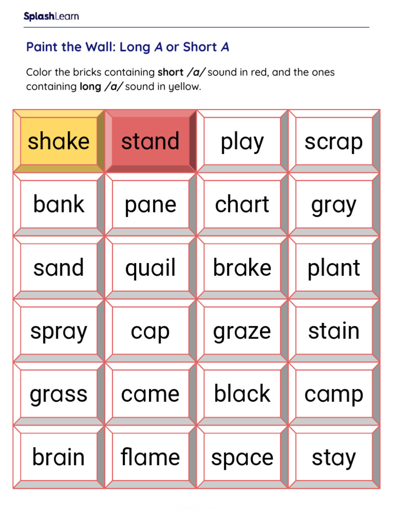 Identify Short A and Long A Words | PDF
