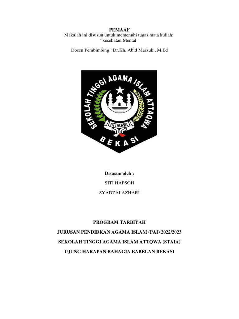 Pengertian dan Hikmah Pemaaf | PDF