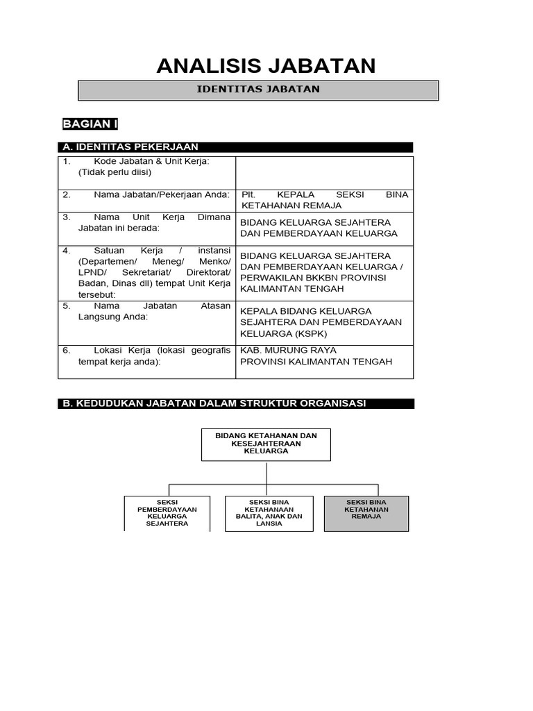Analisis Jabatan Kepala Seksi Bina Remaja | PDF