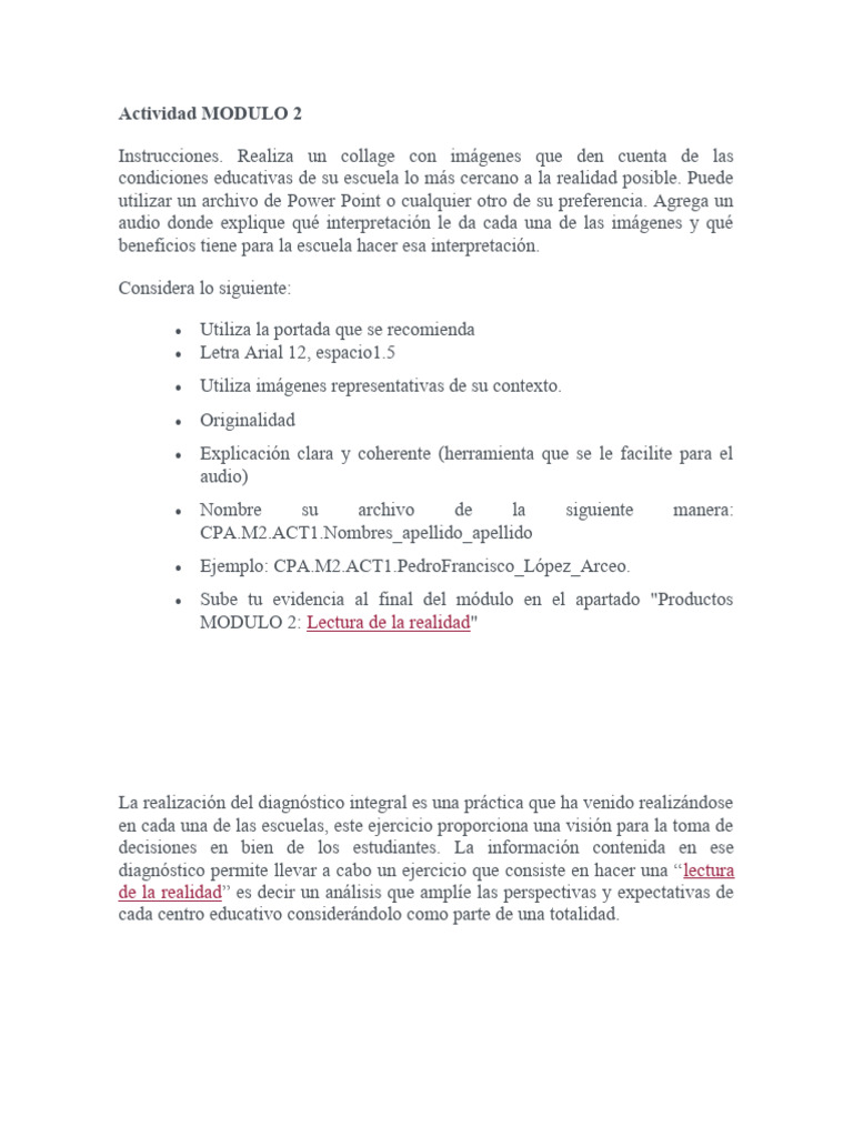 Actividad MODULO 2 | PDF | Educación de la primera infancia | Escuelas