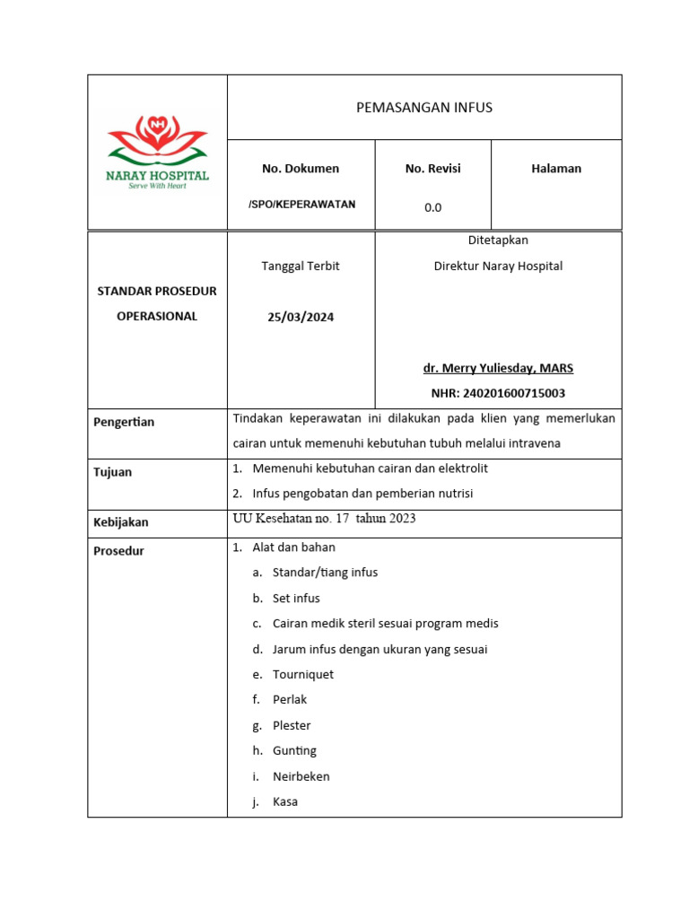 Panduan Pemasangan Infus yang Aman | PDF