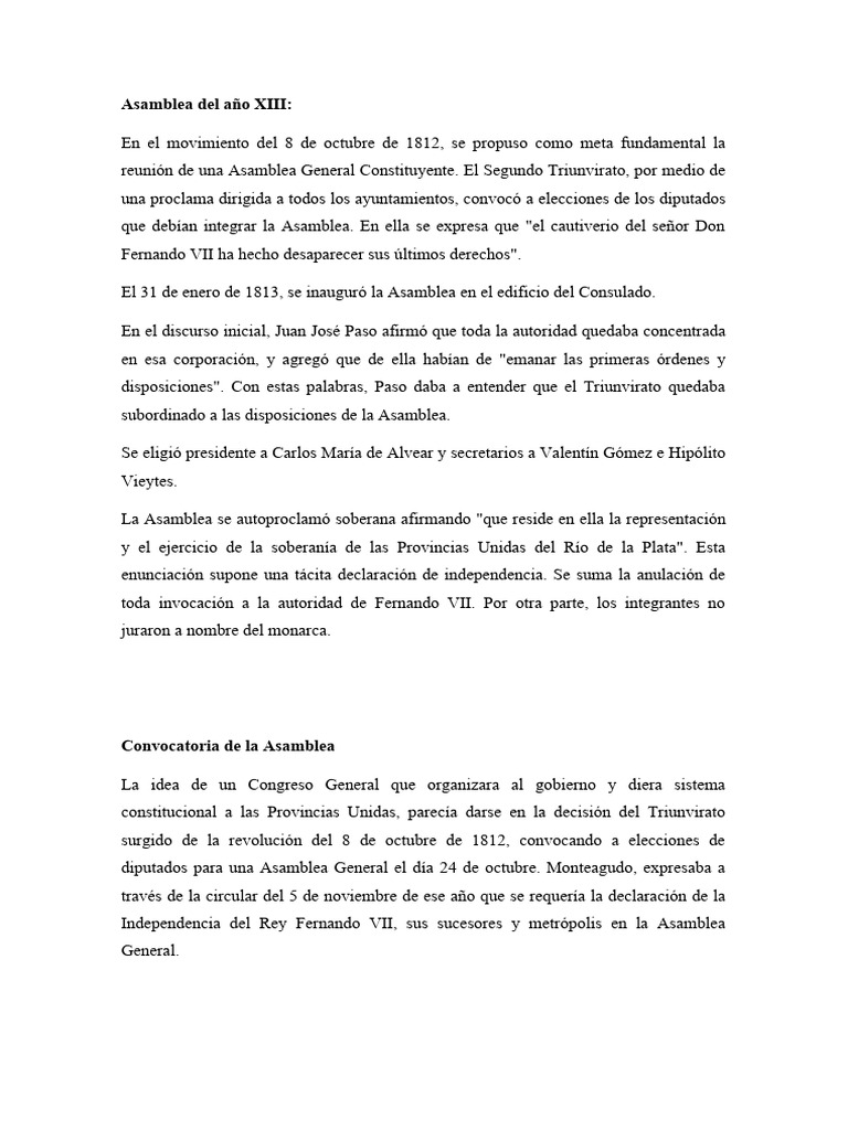 Asamblea Del Año XIII | PDF | Argentina