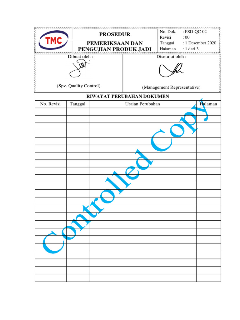 PSD-QC-02 Pemeriksaan Dan Pengujian Produk Jadi - Antara | PDF ...