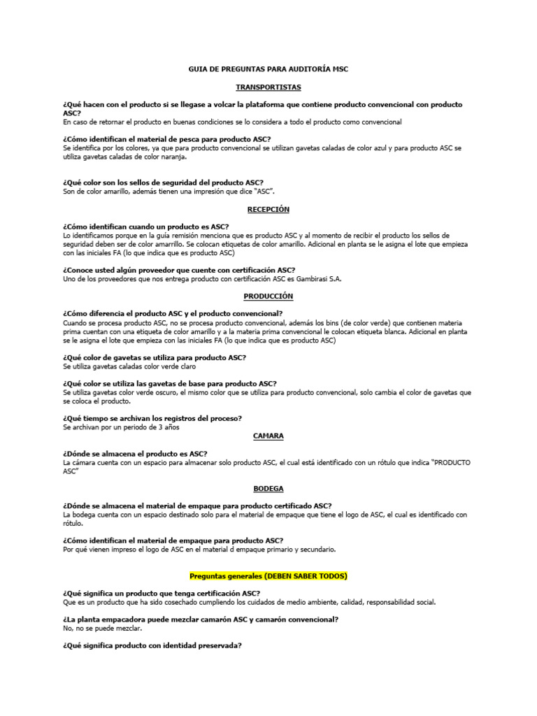 Guía de Auditoría para Productos ASC | PDF | Color
