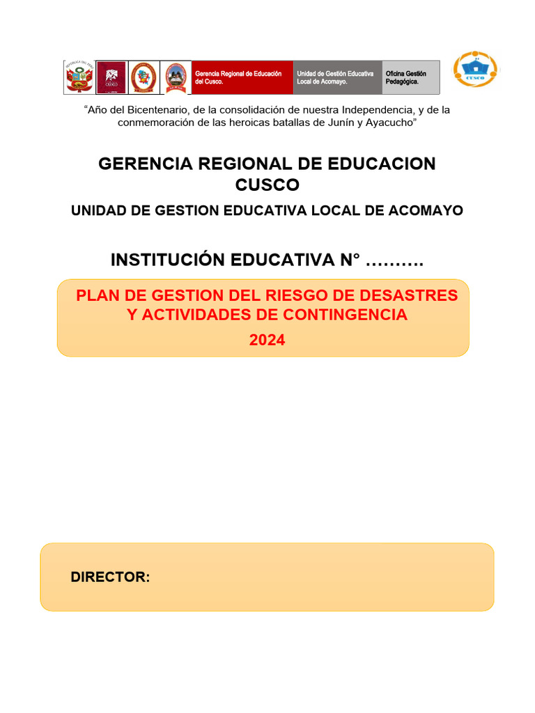 Plan de GRD I.E. 2024 - Ok. | PDF | Radiación | Relámpago