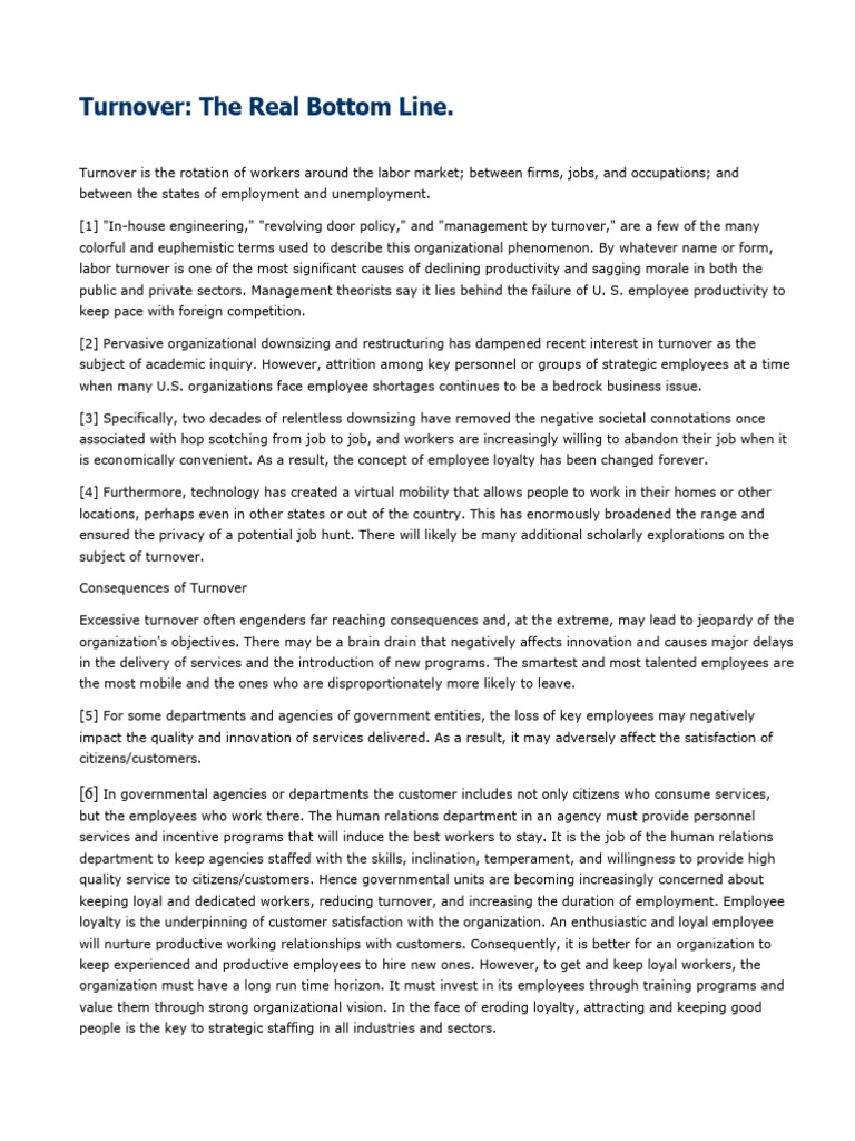 Turnover | PDF | Employee Retention | Turnover (Employment)