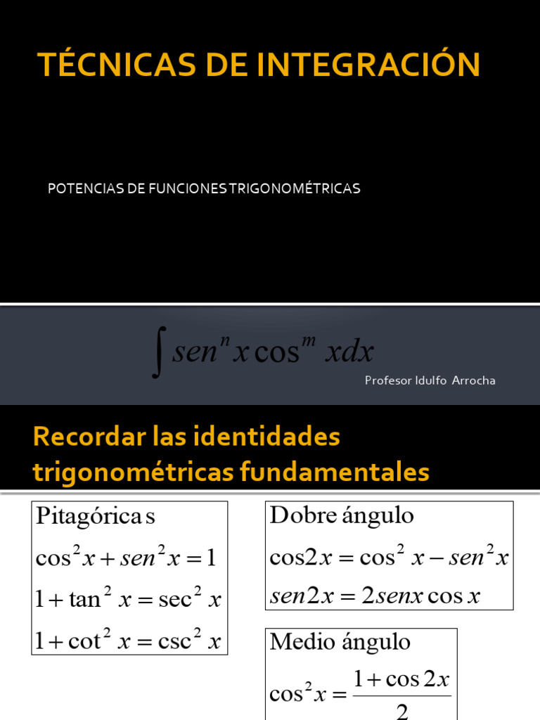 TÉCNICAS DE INTEGRACIÓN_2 (Potencias de senos y cosenos) | PDF | Integral | Funciones ...