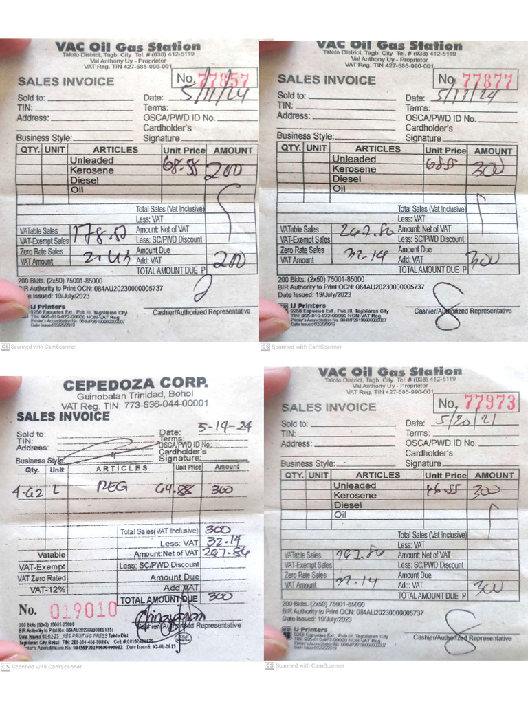 Erwin Gasoline Receipt | PDF