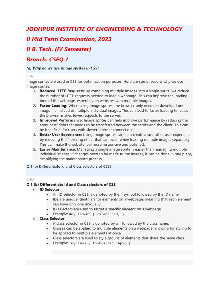 Iwt Pyq Solution | PDF | Dynamic Web Page | Html Element