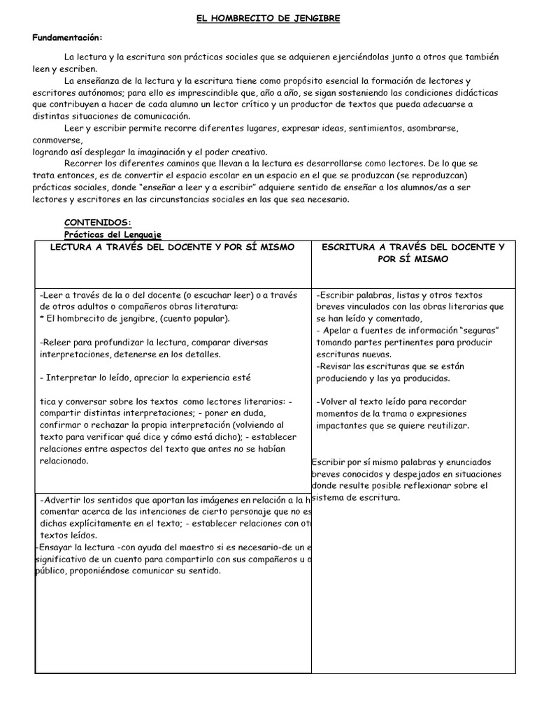 Enseñanza de Lectura: Hombrecito Jengibre | PDF | Cuentos