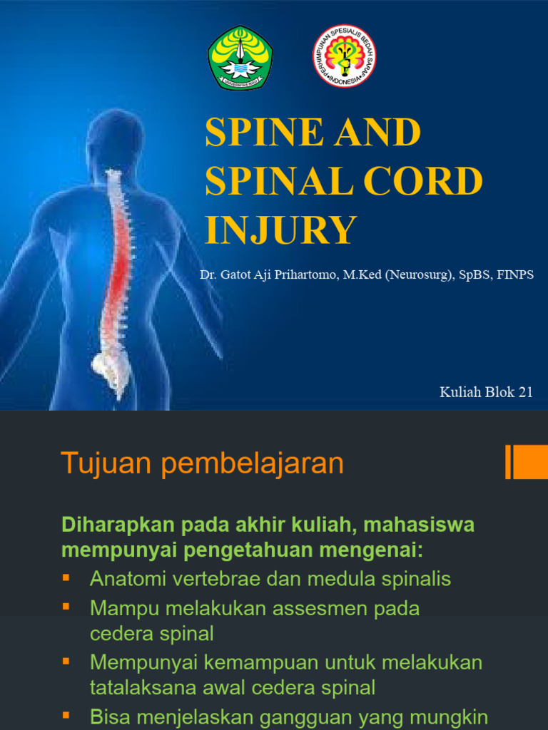 Spine and Spinal Cord Injury - Kuliah Blok 21 Semester 7 | PDF | Spinal ...