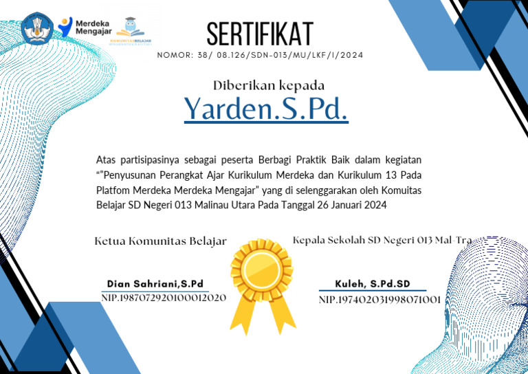 Contoh Sertifikat Kombel | PDF