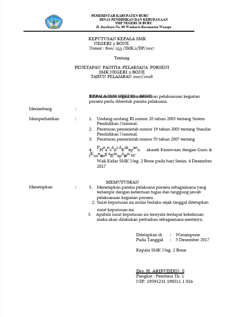 PDF SK Panitia Porseni 2017 Compress | PDF