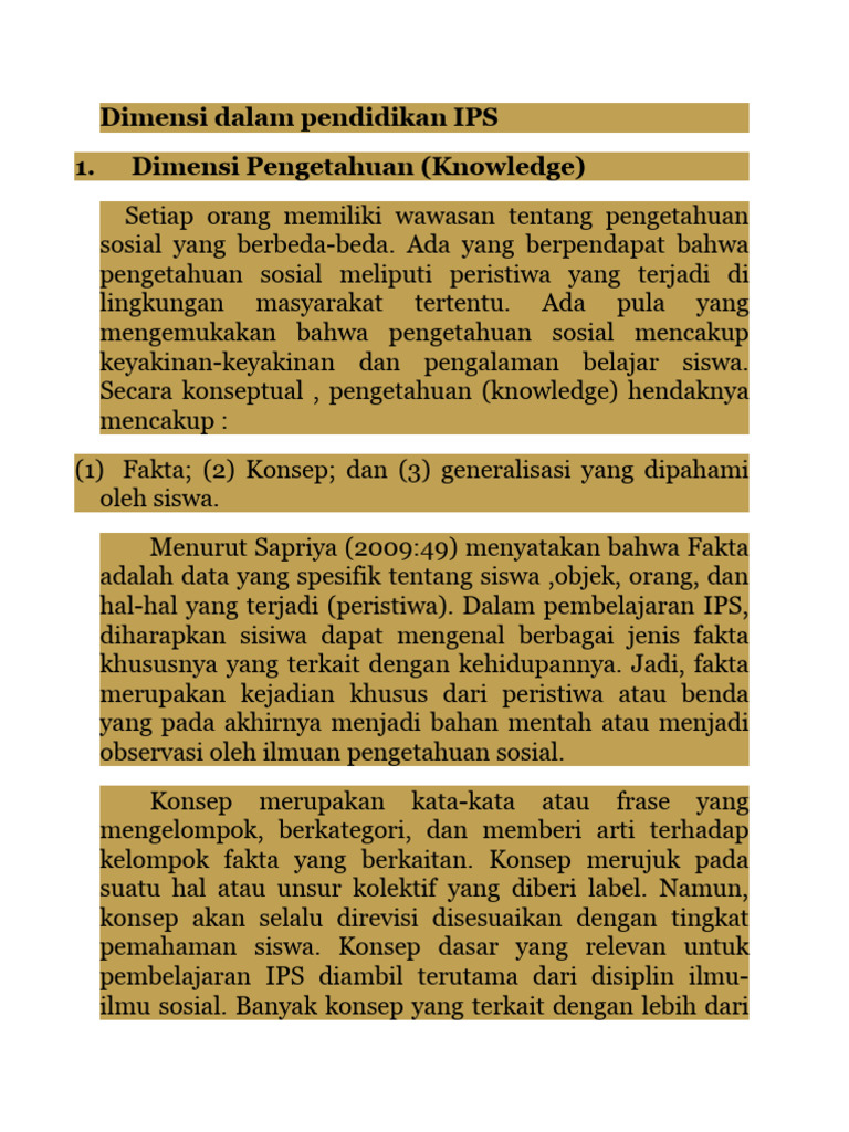 Dimensi Dalam Pendidikan IPS | PDF
