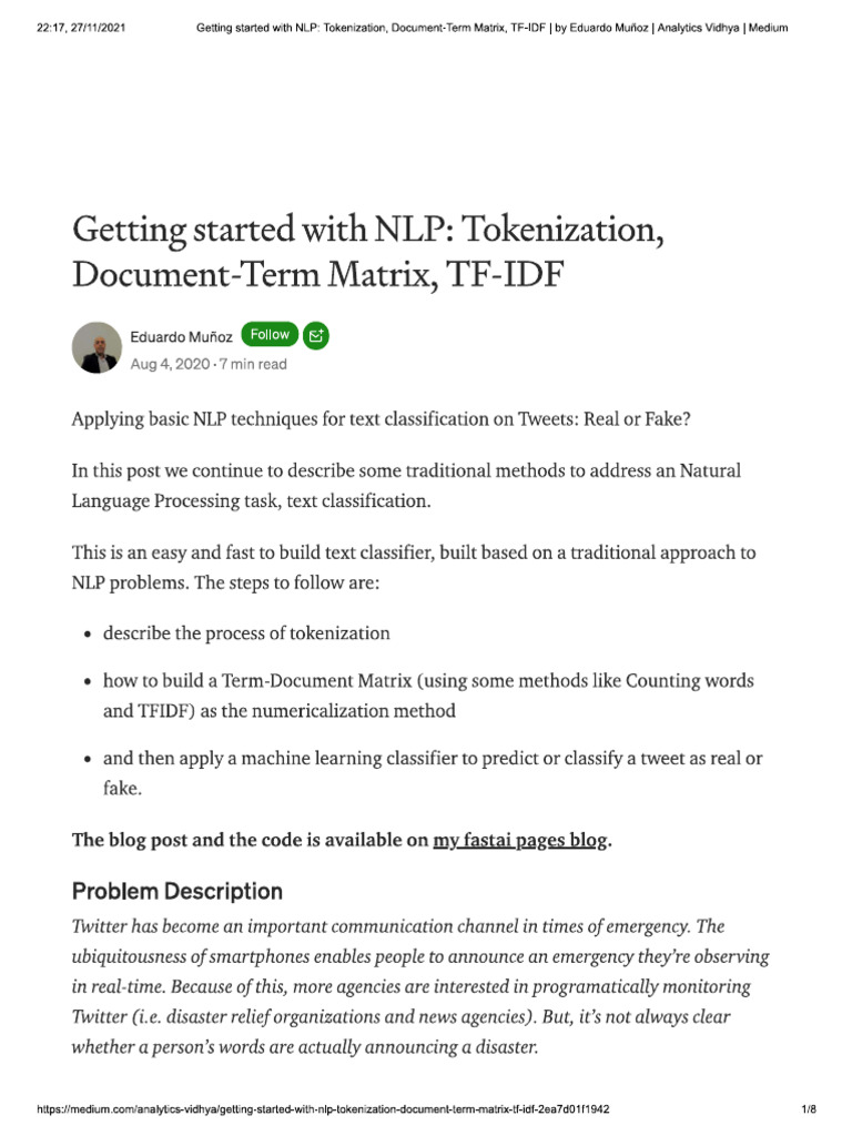 Getting Started With NLP - Tokenization,.. | PDF