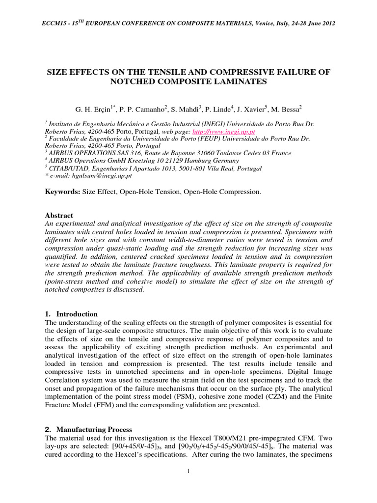 SIZE EFFECTS ON THE TENSILE AND COMPRESSIVE FAILURE OF Notched ...