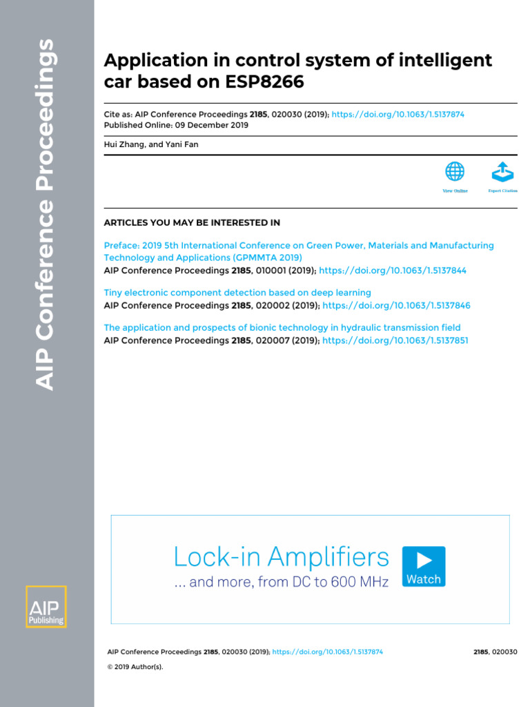 Application in Control System of Intelligent Car Based on ESP8266 | Download Free PDF | Wi Fi ...