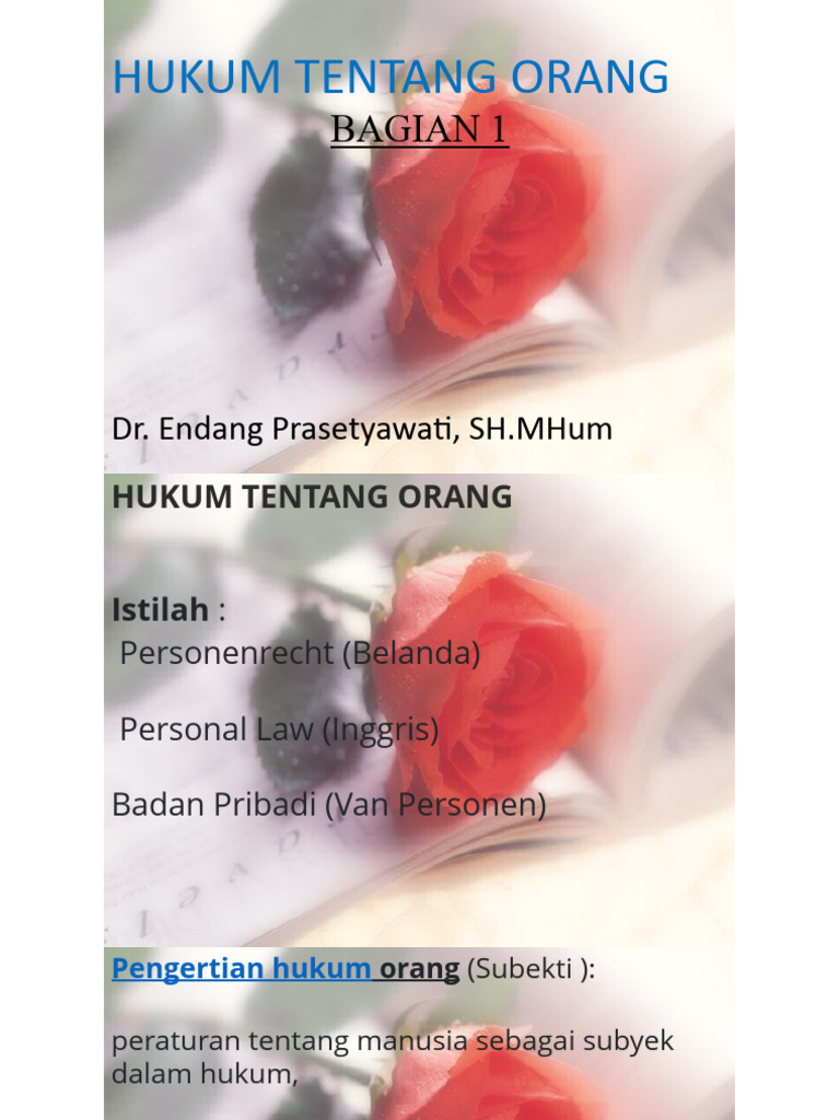 Hukum Orang 2024 Bagian 1 | PDF