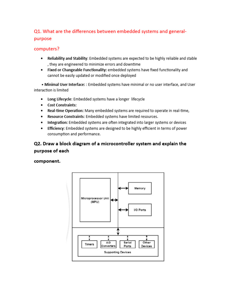 Differences Between Embedded Systems and Microcontrollers | PDF | Central Processing Unit ...