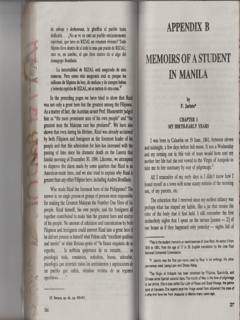Memoirs of A Student in Manila | PDF
