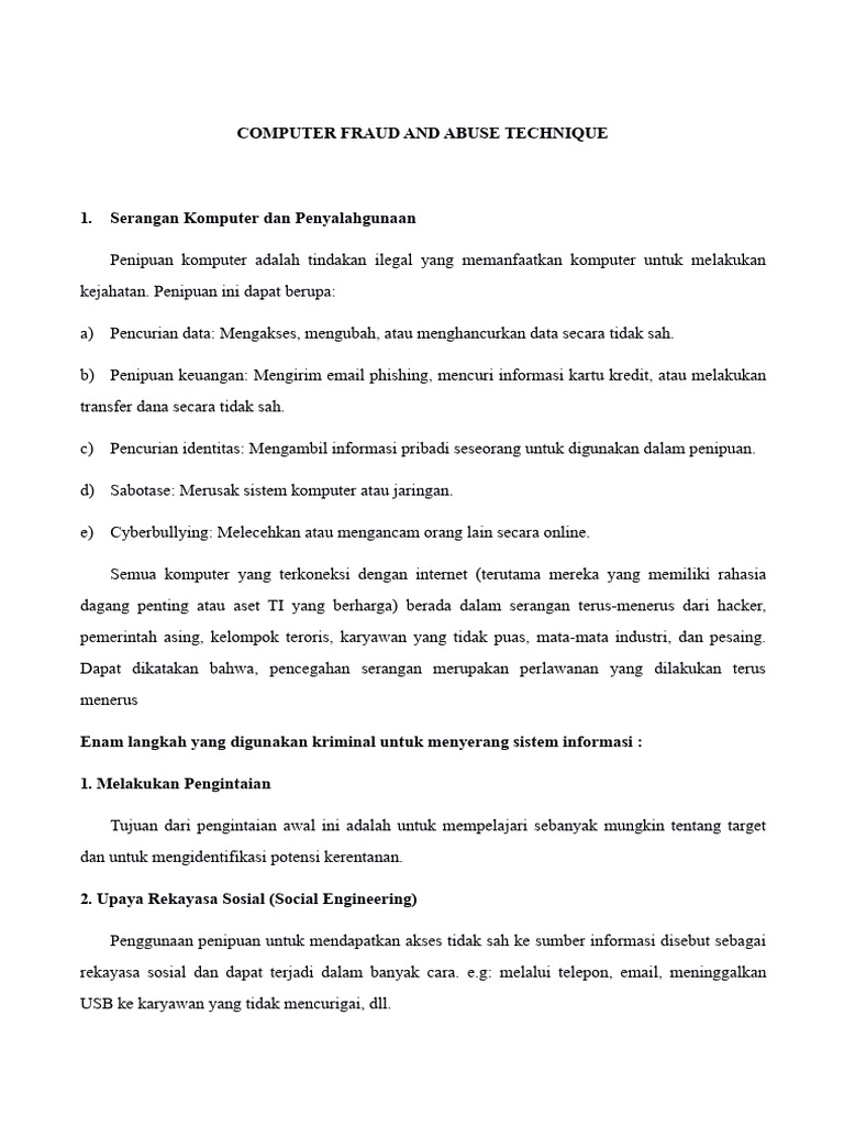 Computer Fraud and Abuse Technique | PDF | Ilmu Sosial | Komputer