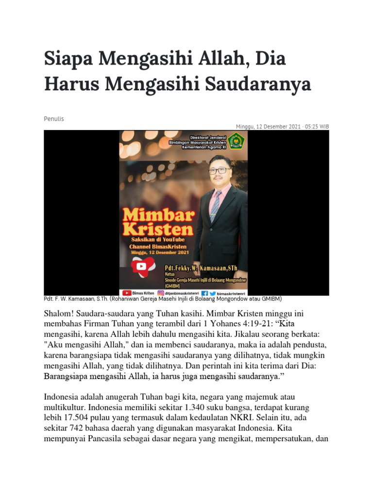 Siapa Mengasihi Allah | PDF