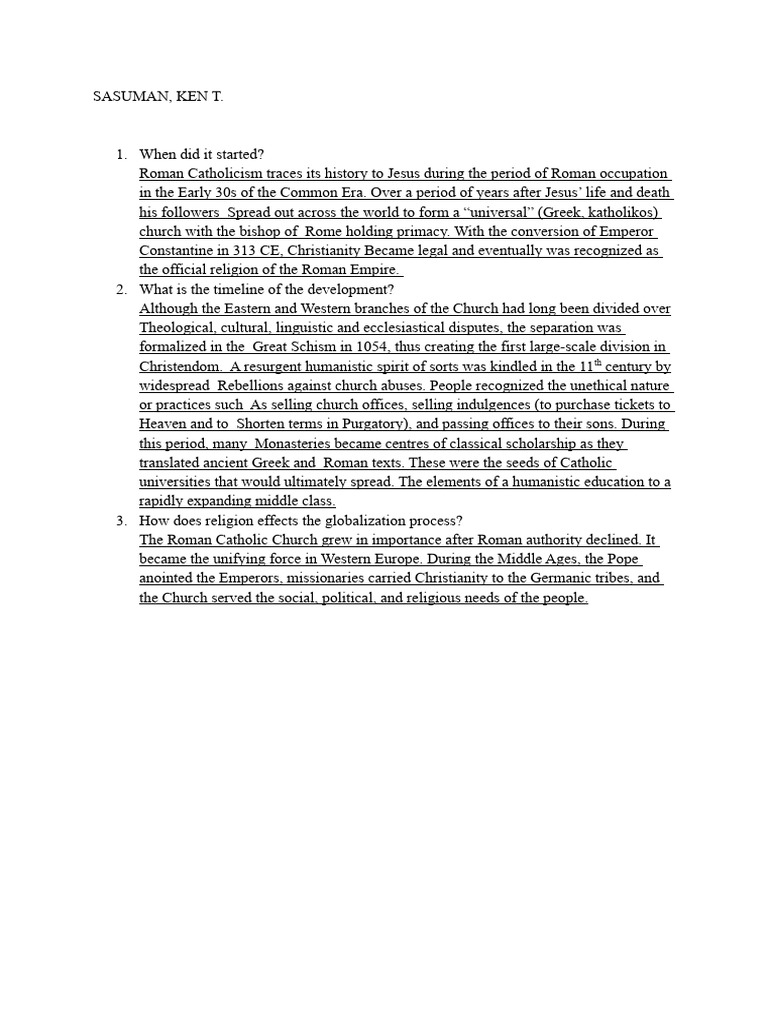 Roman Catholicism: Origins & Impact | PDF | Social Science | Religion ...