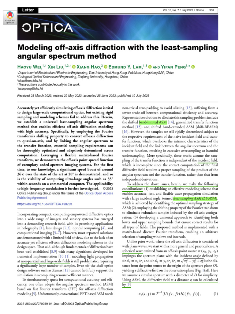 彭组轴外角谱衍射 | PDF | Diffraction | Fast Fourier Transform