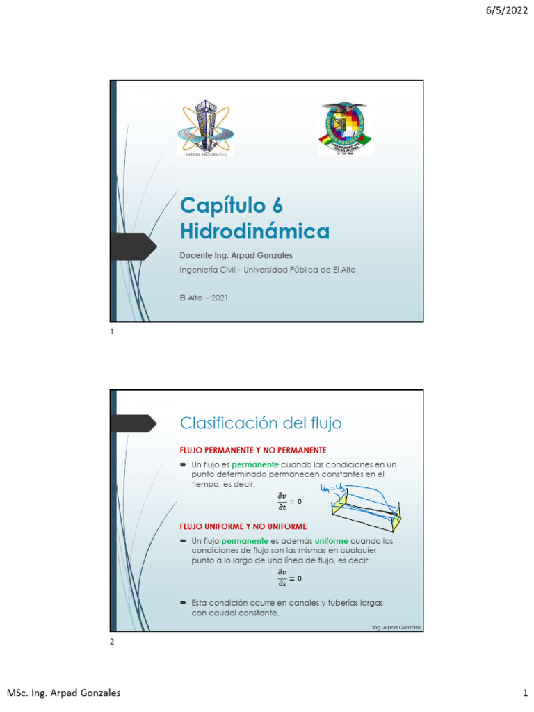 Presentacion 6 Hidrodinamica | PDF | Turbulencia | Dinámica de fluidos