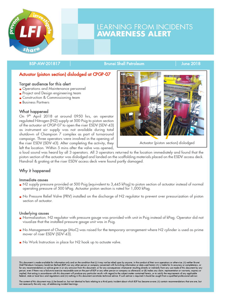 BSP-AW-201817 CP7 Actuator Dislodged R1 | PDF | Valve | Actuator