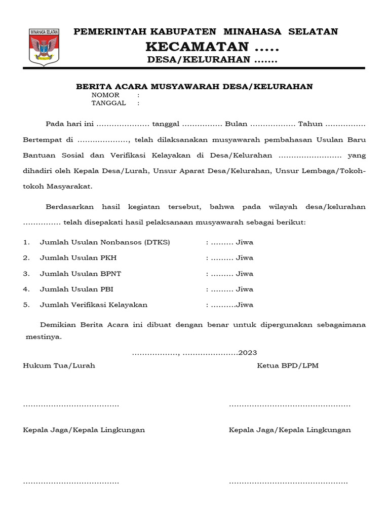 Berita Acara Usulan Baru 2023 | PDF