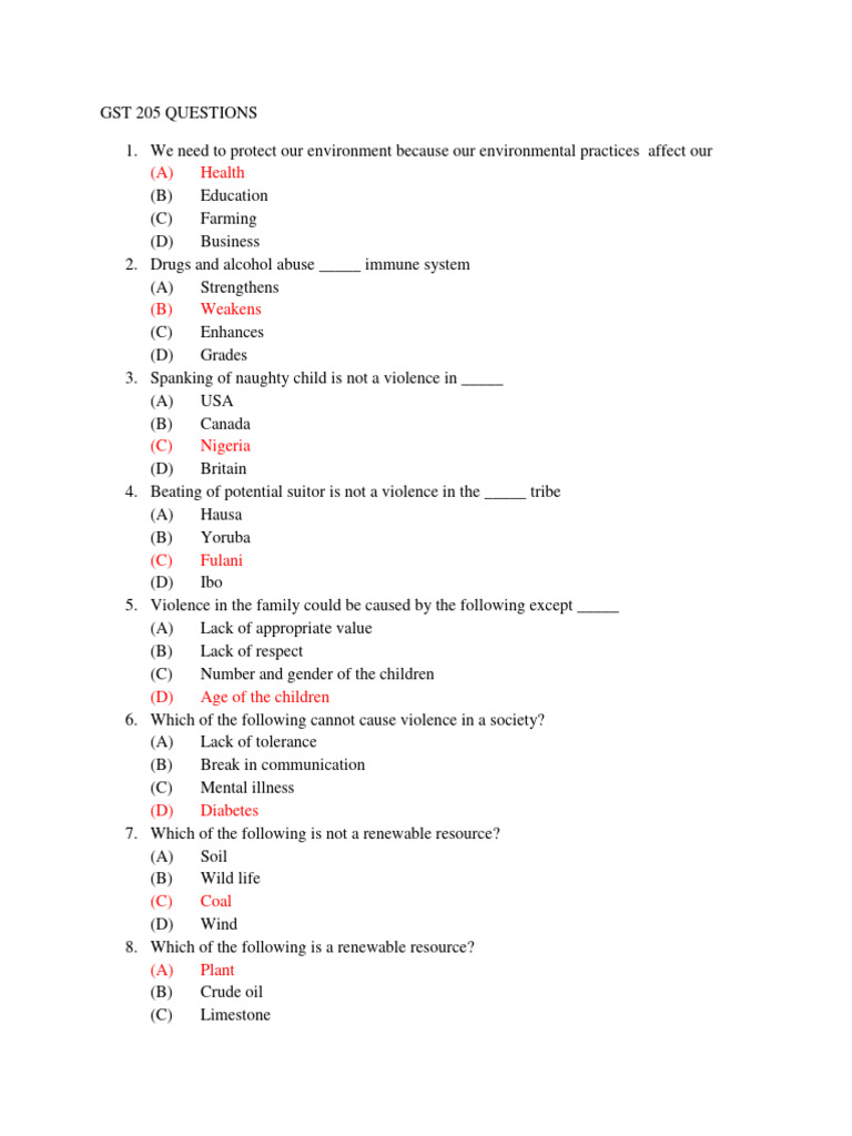 GST205 MCQ | PDF | Hiv/Aids | Hiv