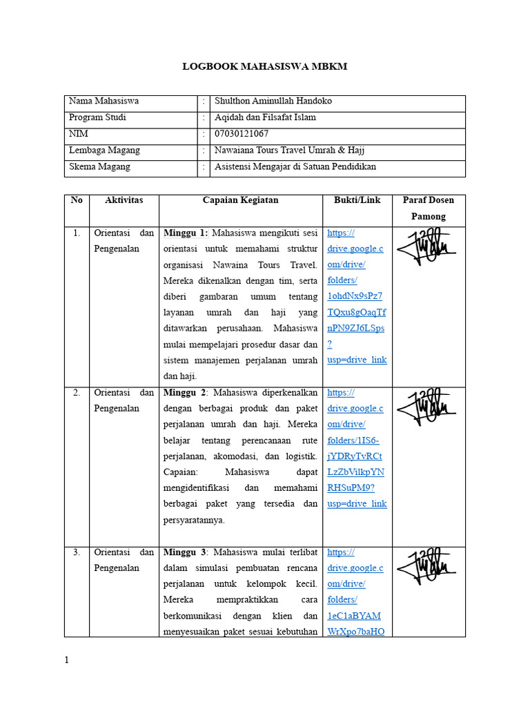 Logbook Mahasiswa 2024 | PDF