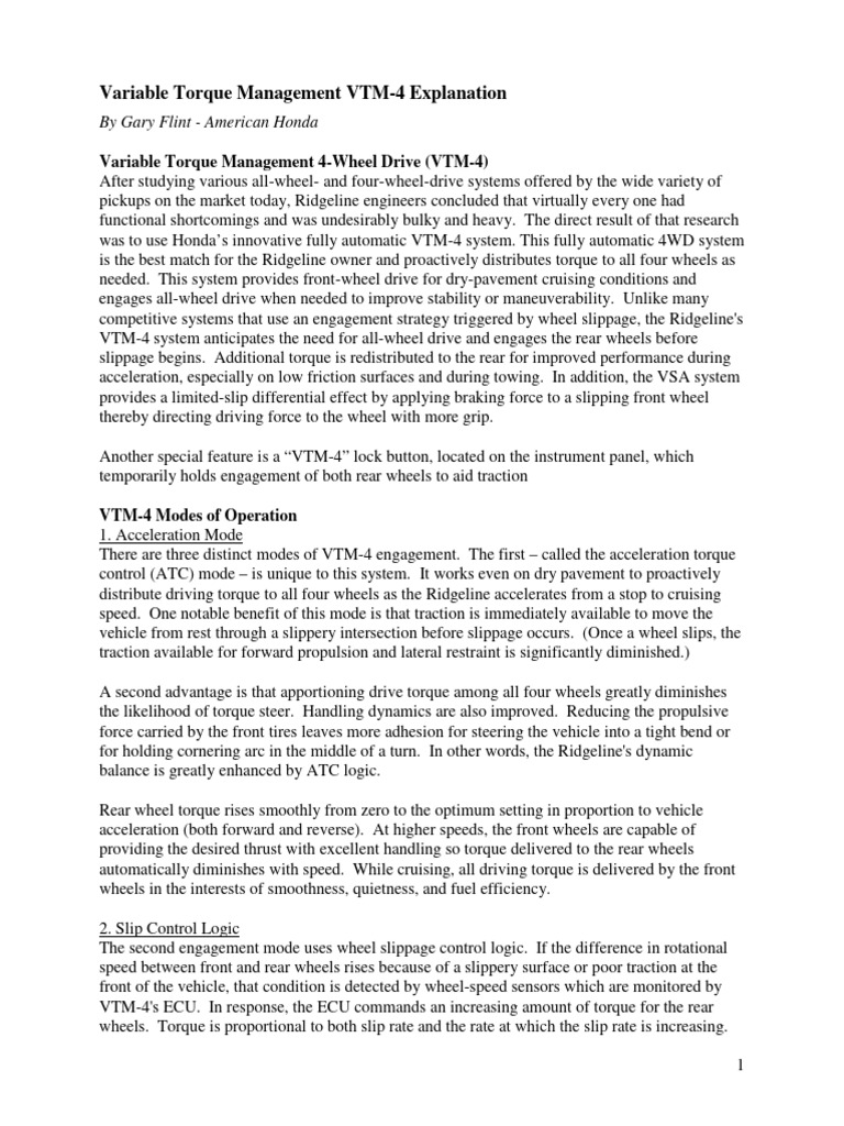 Variable Torque Management VTM-4 Explaination Part 1 of 2 | PDF | Four ...