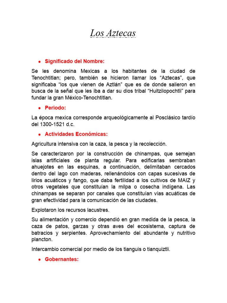 Los Aztecas | Descargar gratis PDF | azteca