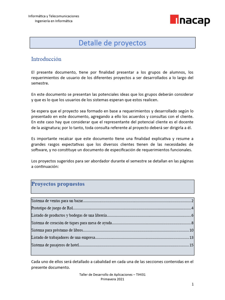 Detalle Proyectos | PDF | Factura | Informática