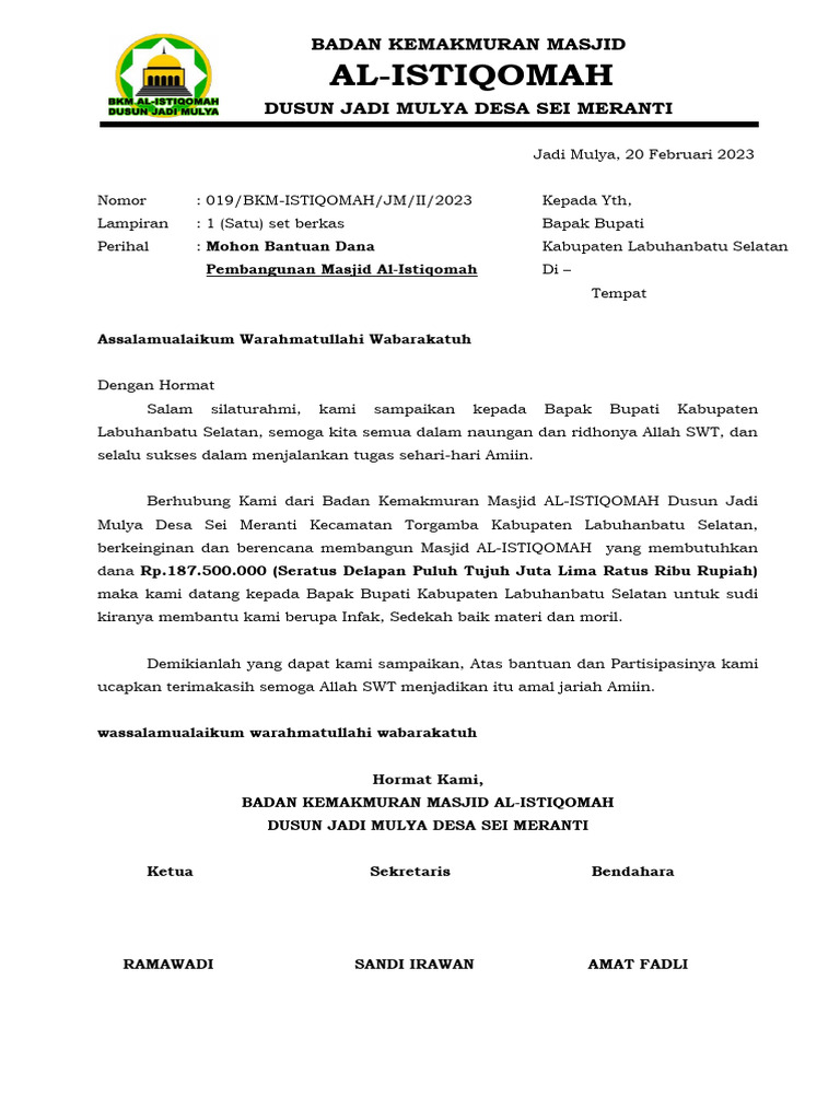 Proposal Masjid | PDF