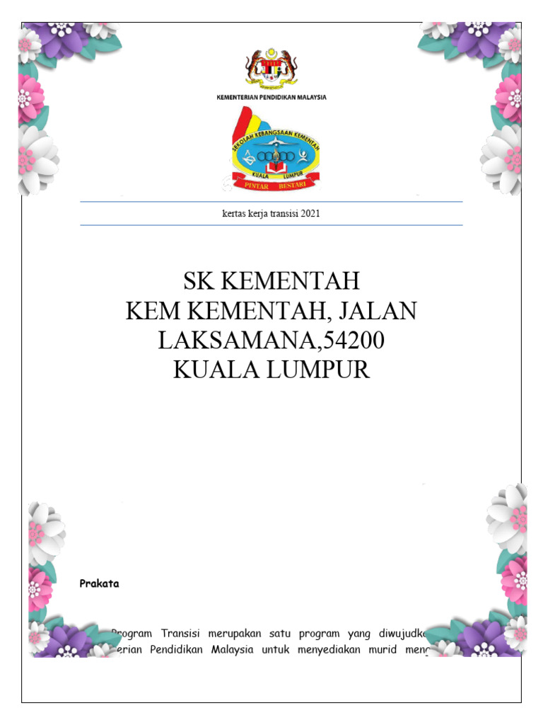 Program Transisi Tahun 1 SK Kementah | PDF