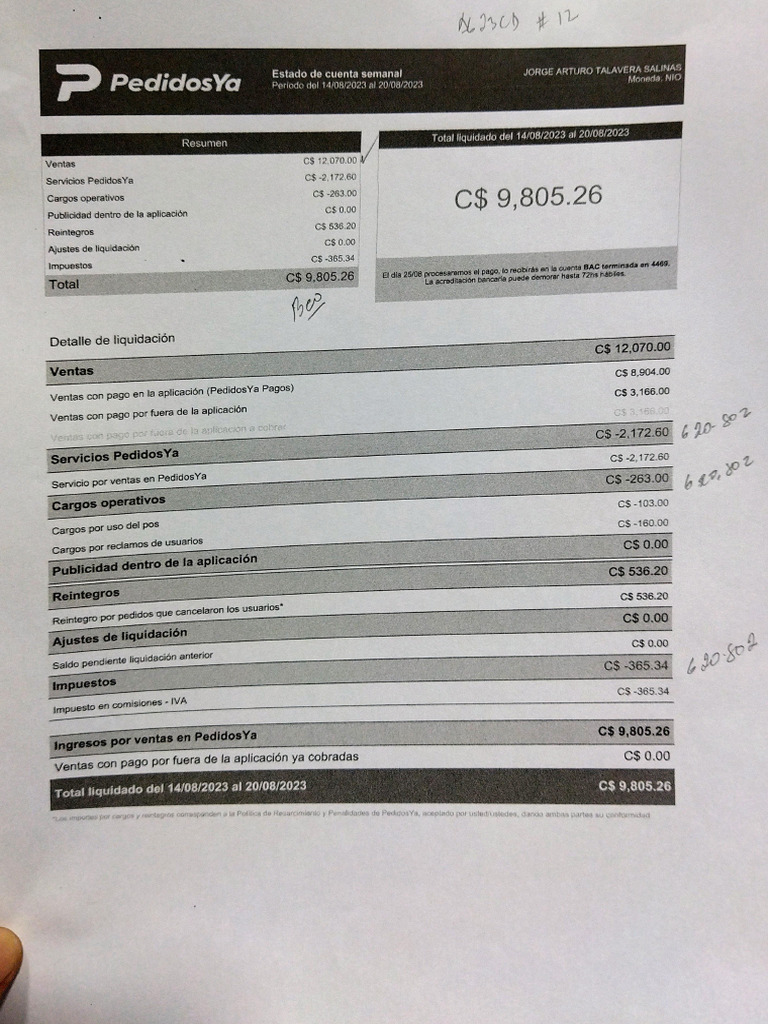 Detalle Pedido Ya | PDF